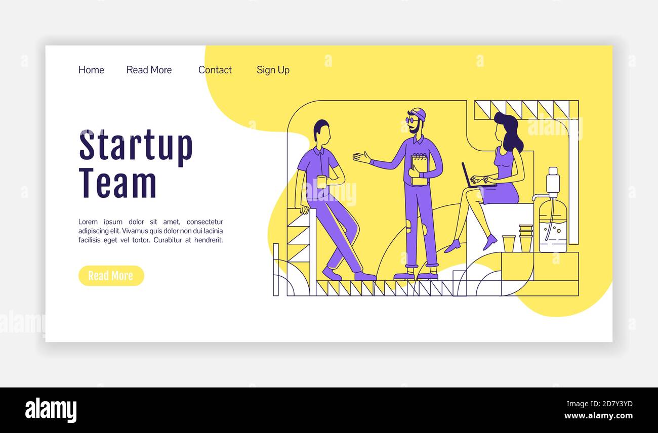 Startup team landing page flat silhouette vector template Stock Vector ...