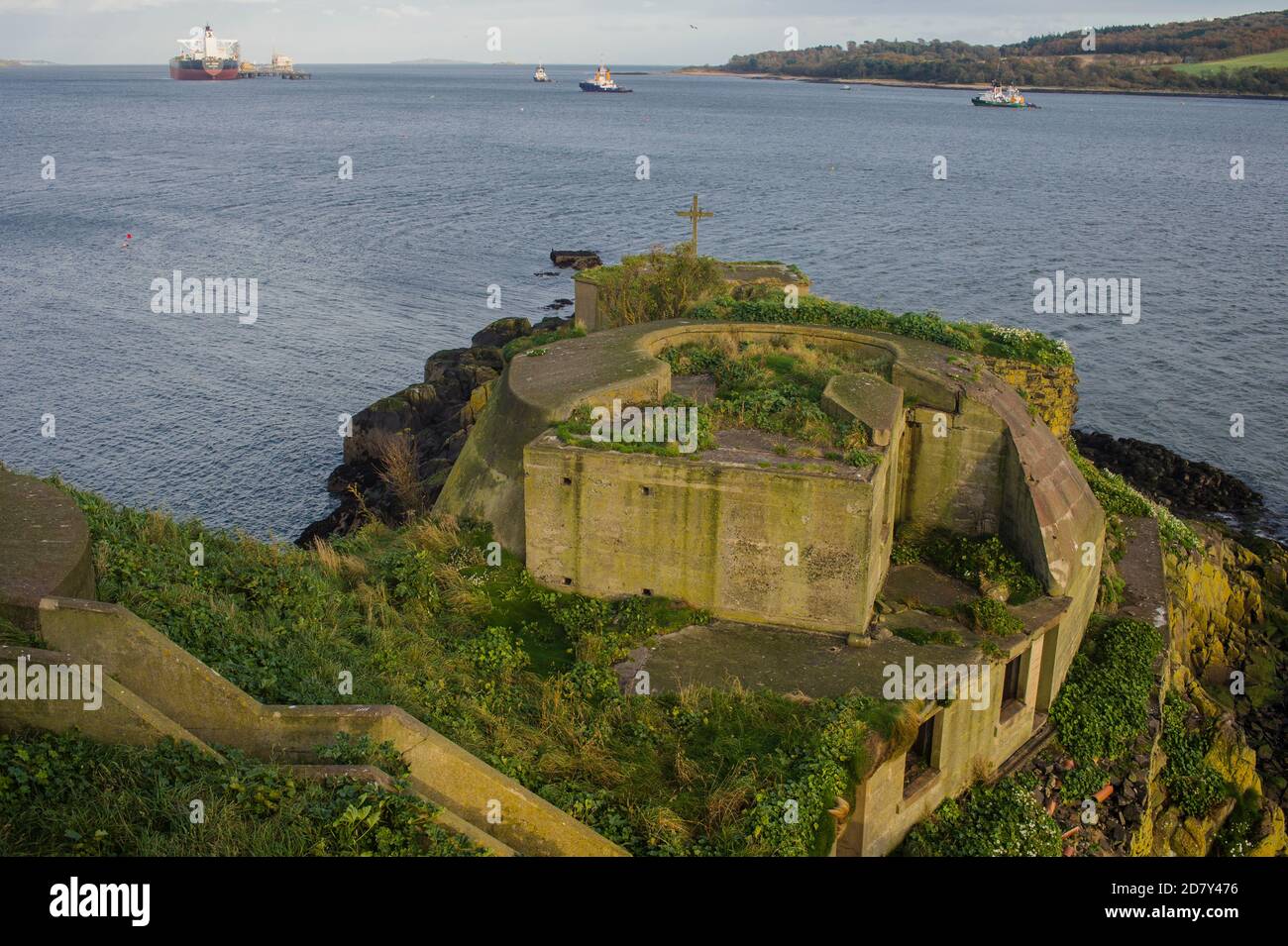 Views of uninhabited island Inchgarvie in the Firth of Forth by South ...