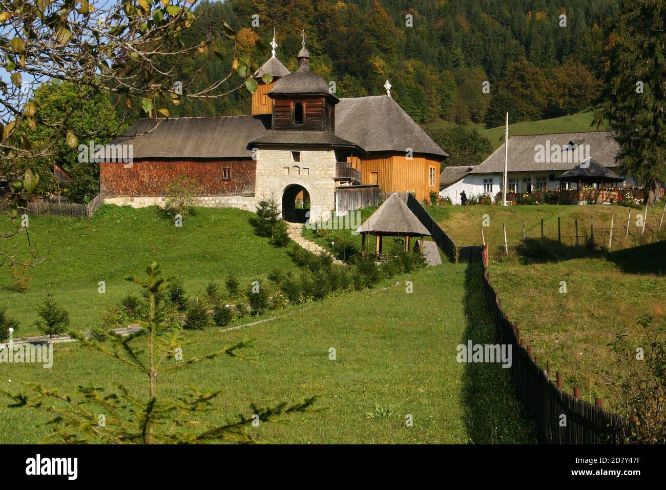 Exterior view of the Lepsa Monastery (Mănăstirea Lepșa) in Vrancea ...
