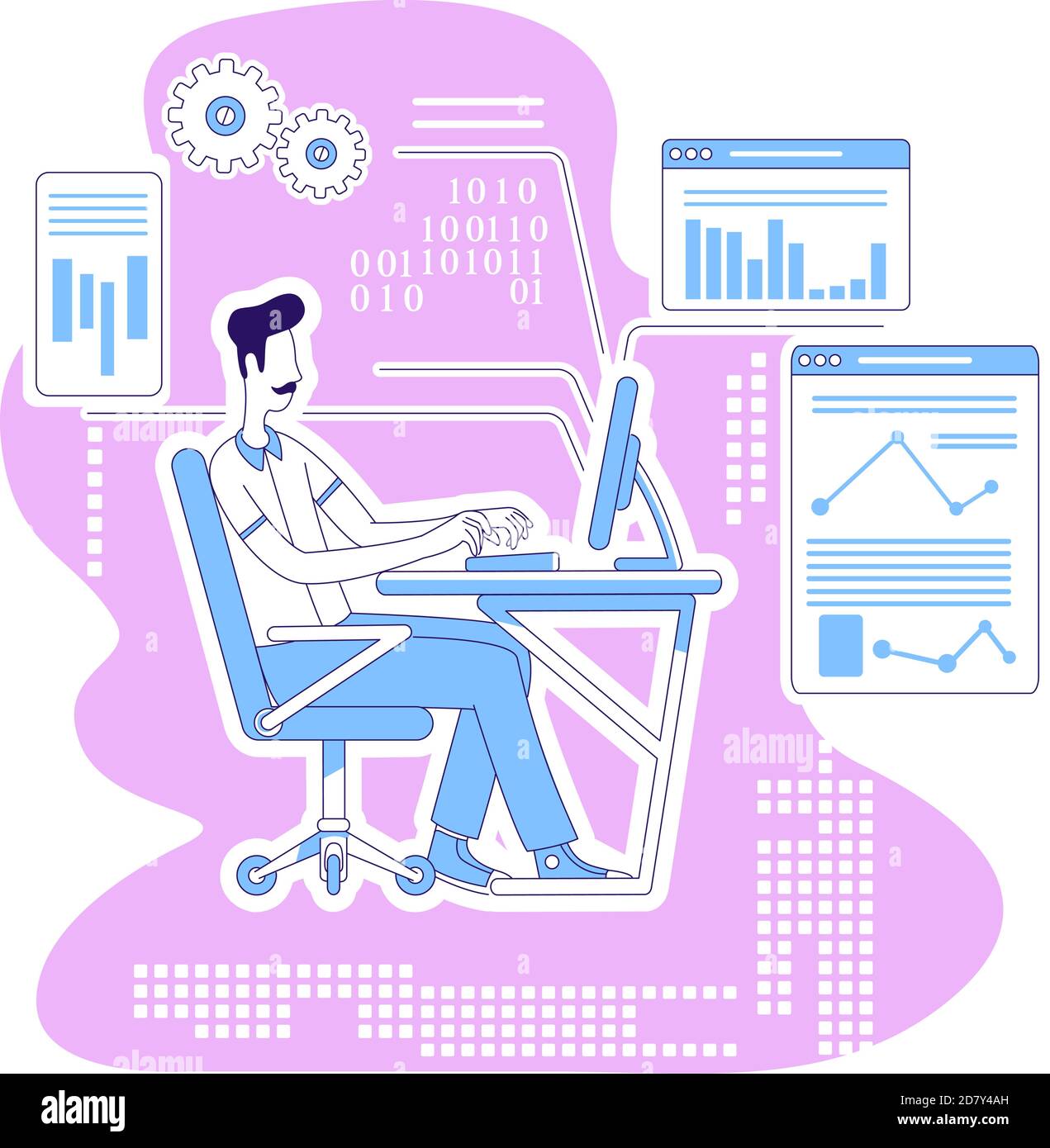 Software developer thin line concept vector illustration Stock Vector ...