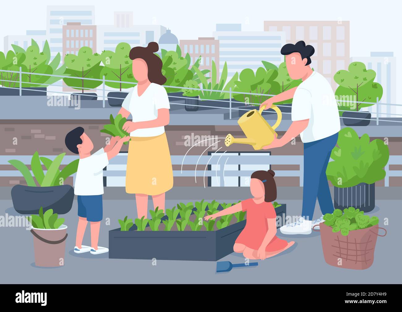 Family activity flat color vector illustration Stock Vector Image & Art ...