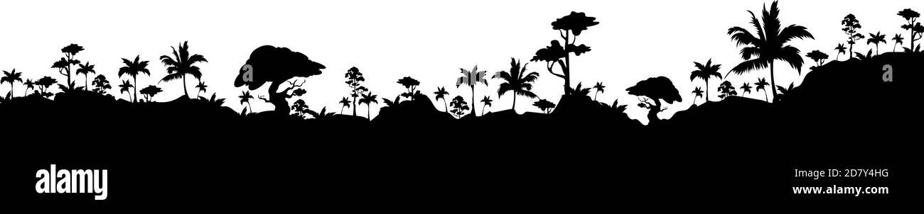 Jungle black silhouette vector illustration Stock Vector Image & Art ...