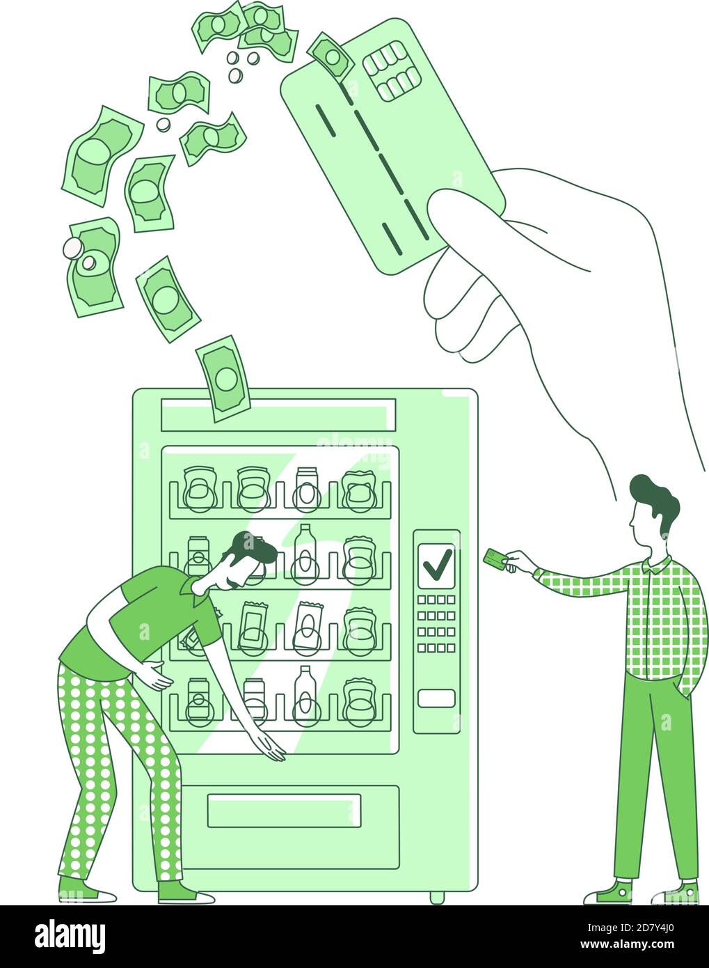 E-pay, cashless shopping thin line concept vector illustration Stock ...