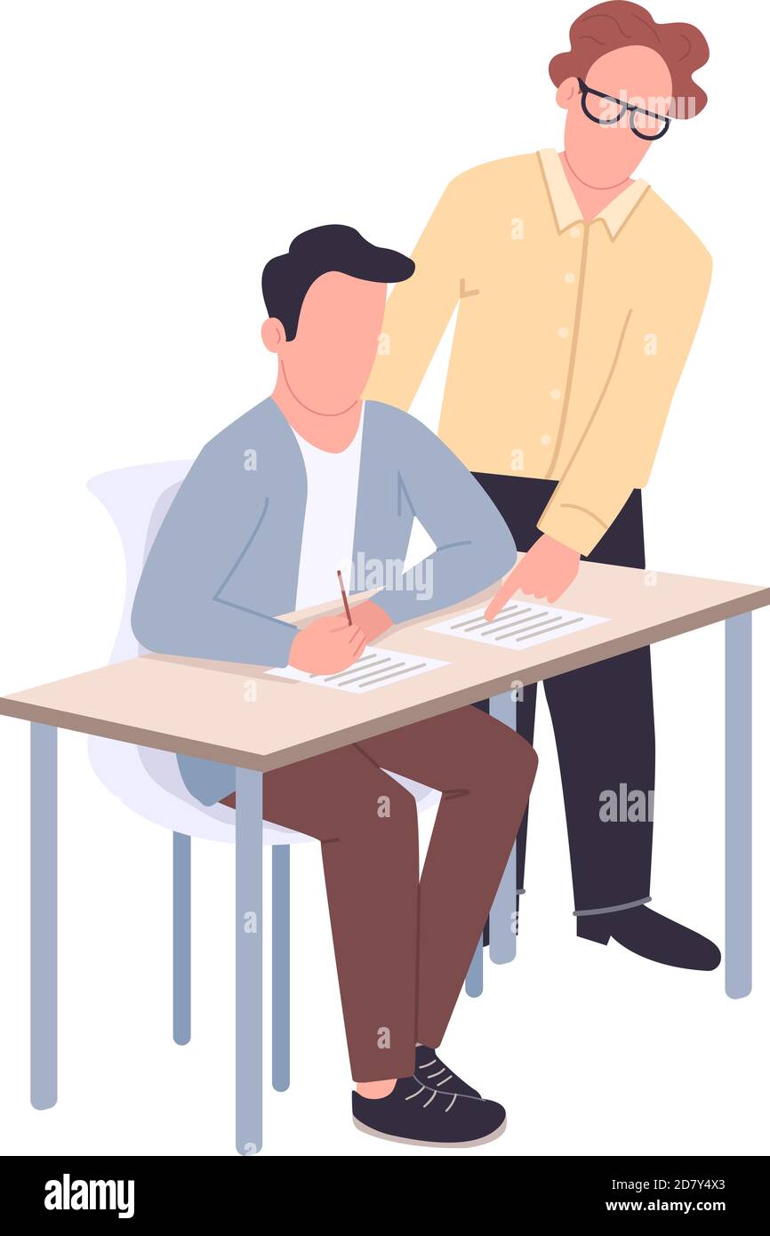 Student and teacher flat color vector faceless characters Stock Vector ...