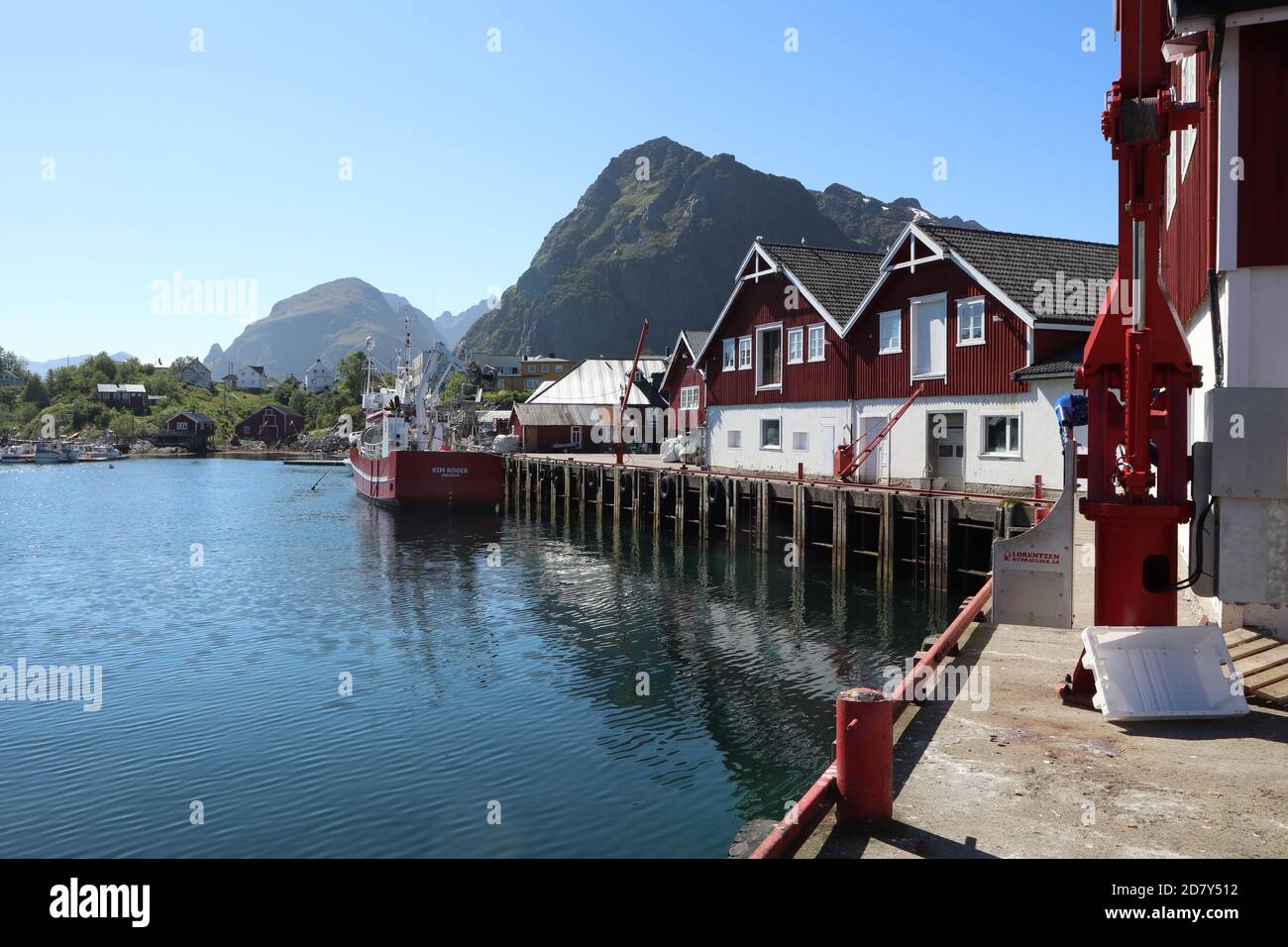 Sorvagen / Norway - June 16 2019: In the harbor of Sorvagen, Lofoten ...