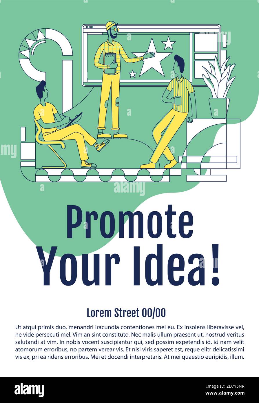 Company development seminar poster flat silhouette vector template ...