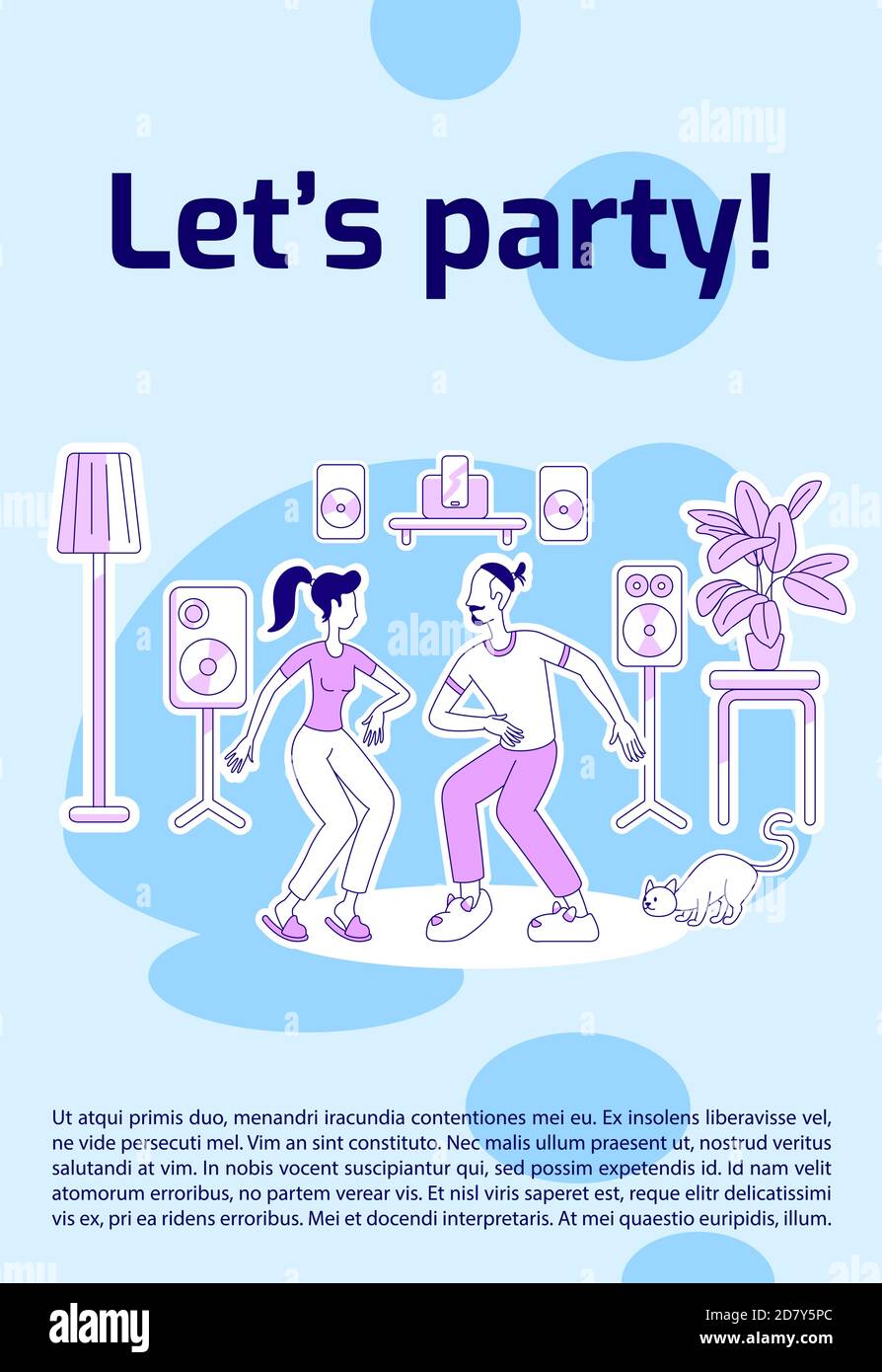 Lets party poster flat silhouette vector template Stock Vector Image ...