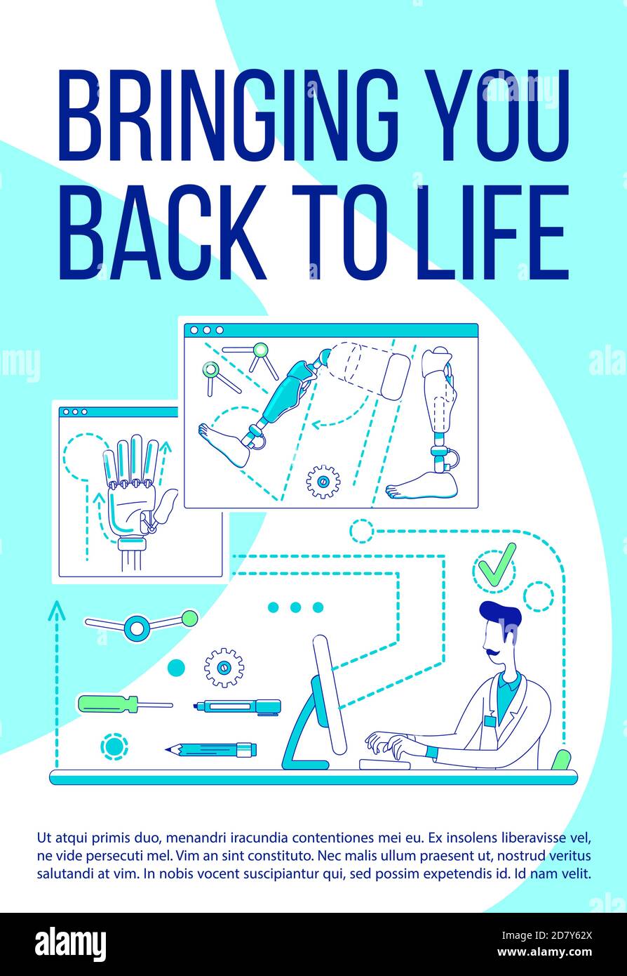 Bringing you back to life poster flat silhouette vector template Stock ...