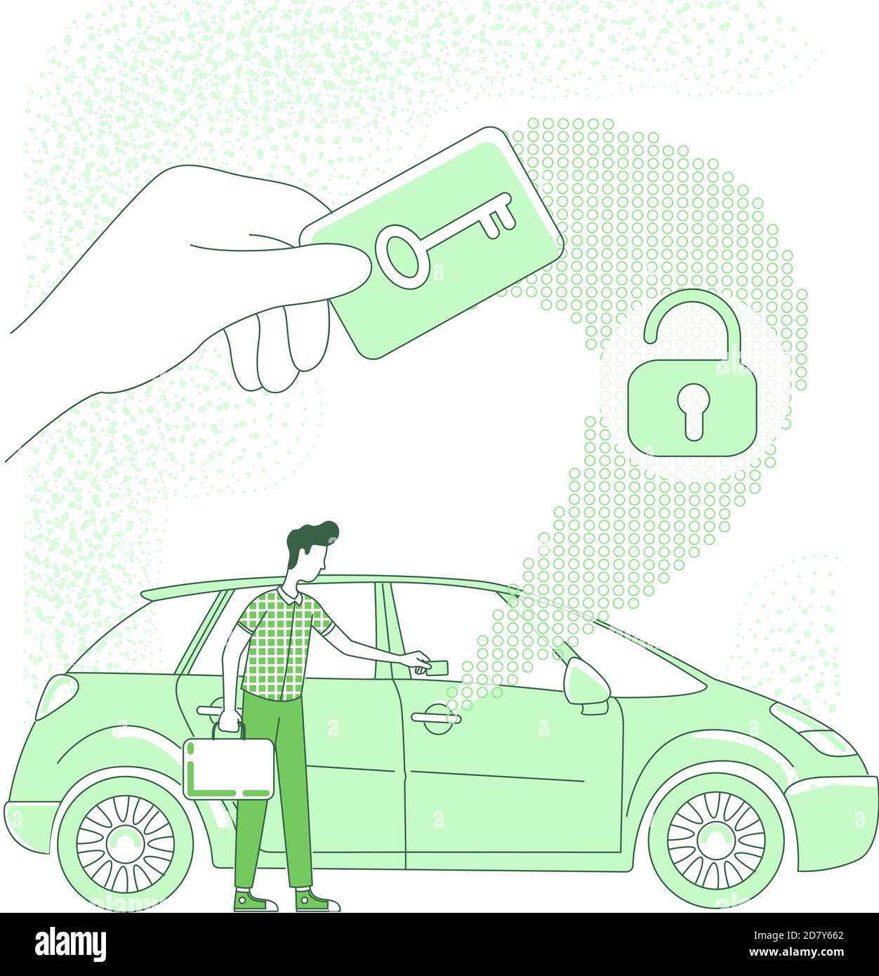 Vehicle access, keyless lock thin line concept vector illustration ...