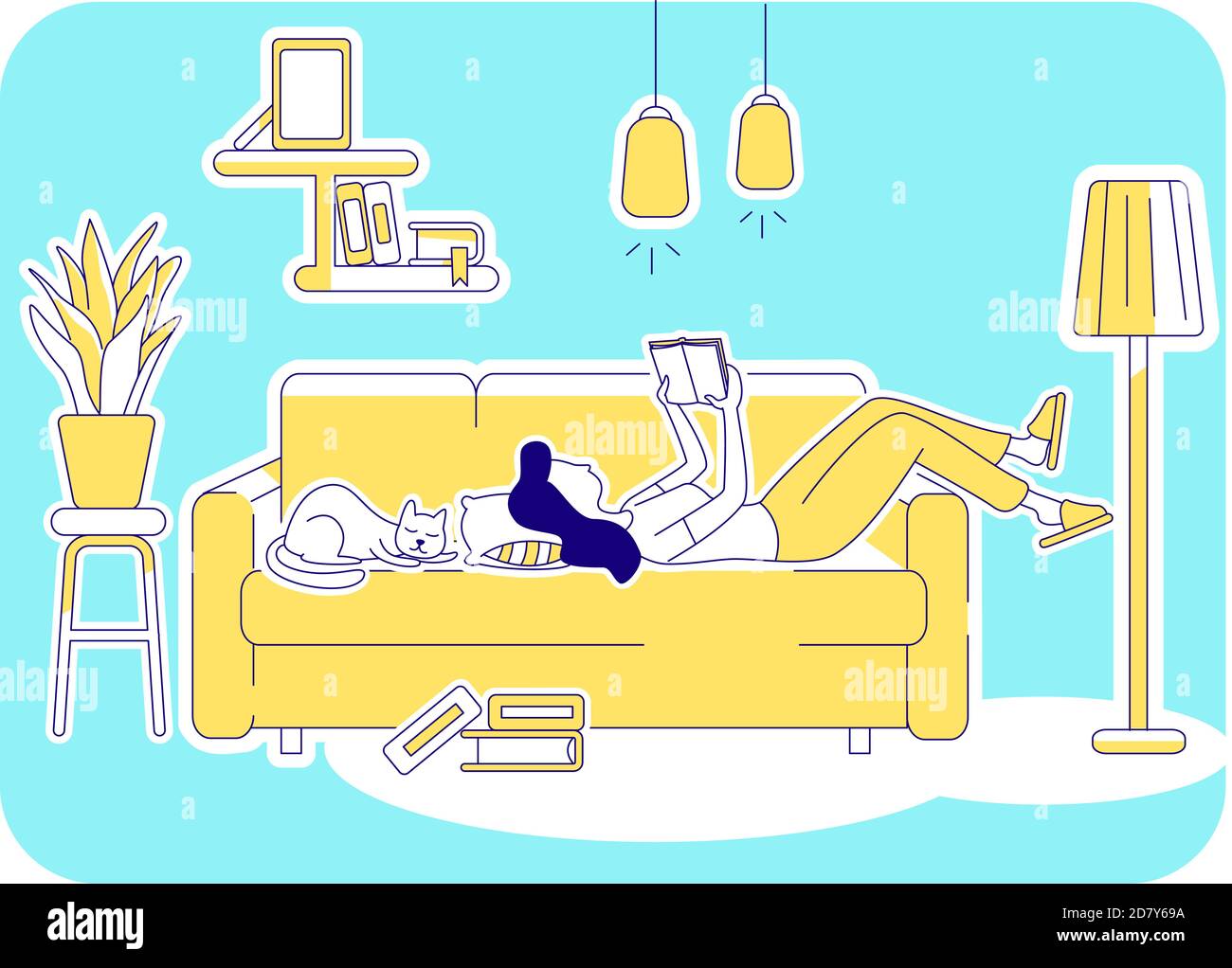 Woman reading style magazine Cut Out Stock Images & Pictures - Alamy