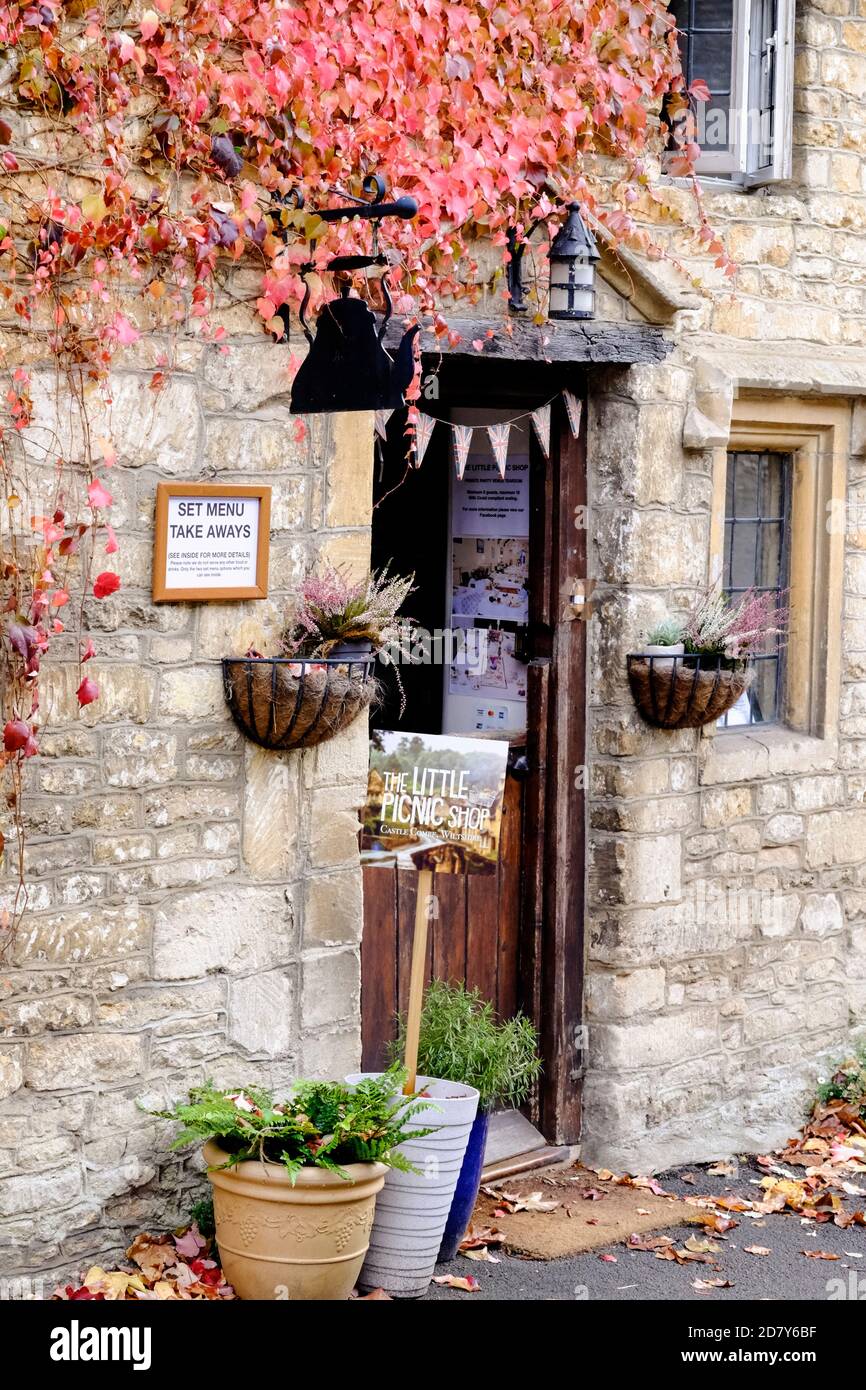 Autumnal views of Castle combe, a pretty wiltshire village. The little ...