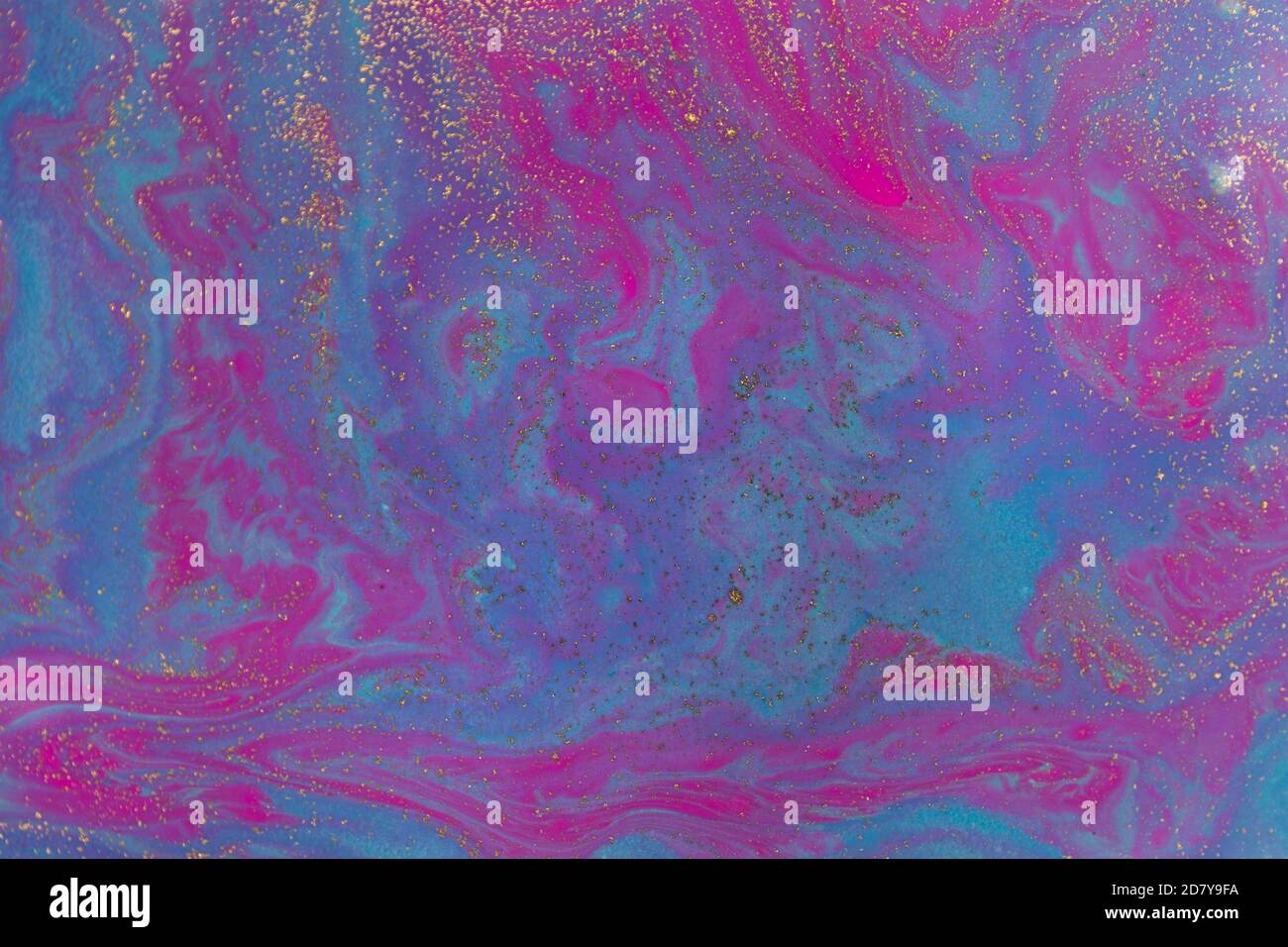 Blue and pink bright wave pattern with layers of gold sequins Stock ...