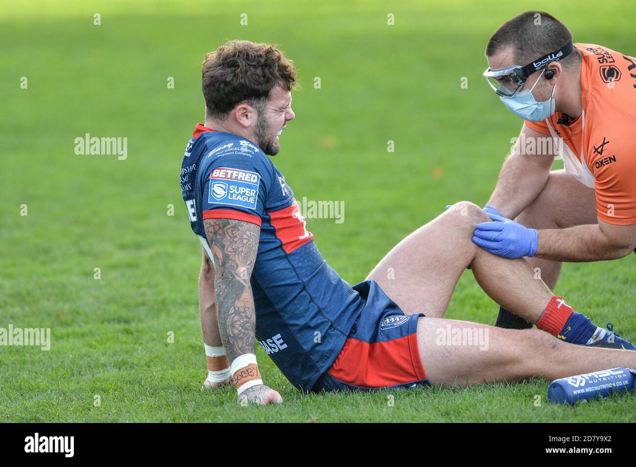 Will Dagger (19) of Hull Kingston Rovers receives treatment Stock Photo ...
