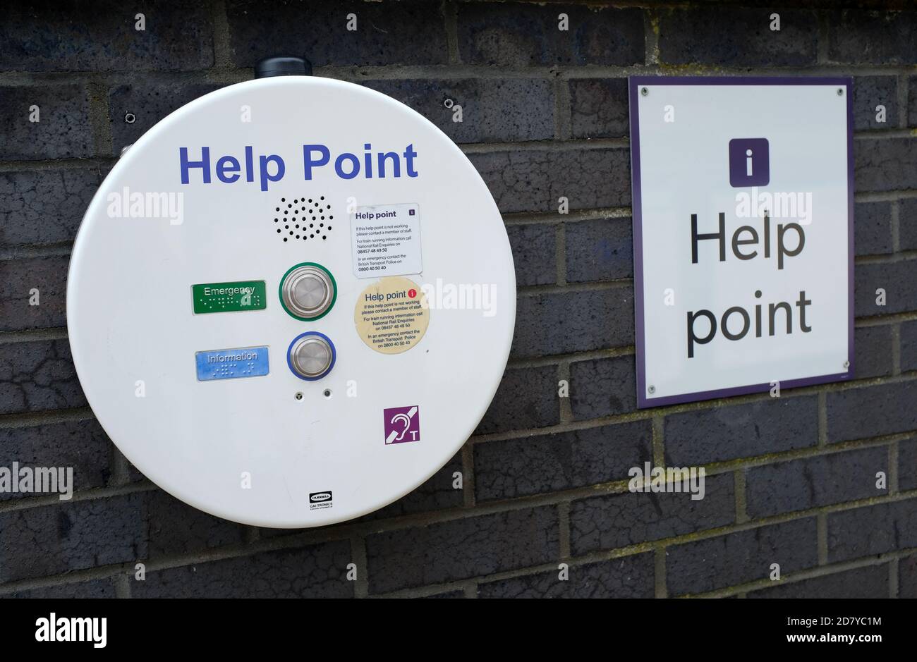 a Help point at Biggleswade railway station , England Stock Photo - Alamy