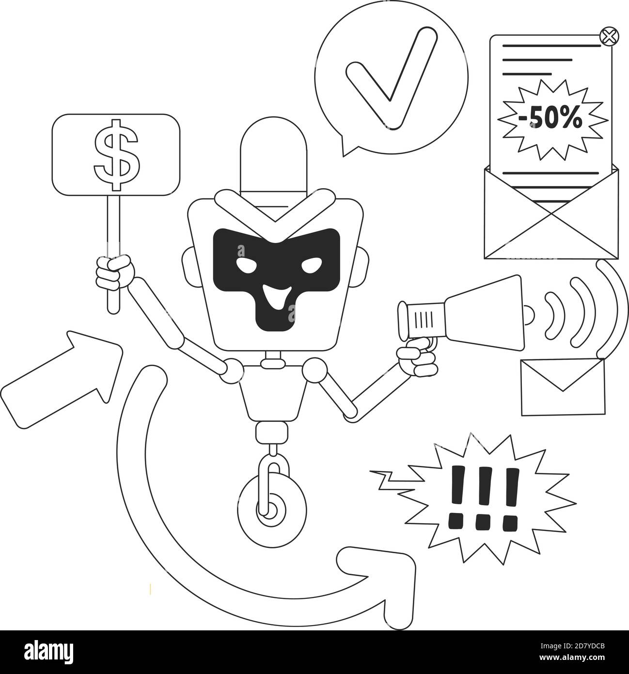 Spam bot thin line concept vector illustration Stock Vector Image & Art - Alamy