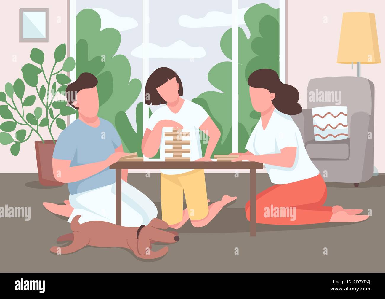 Family play board game flat color vector illustration Stock Vector ...