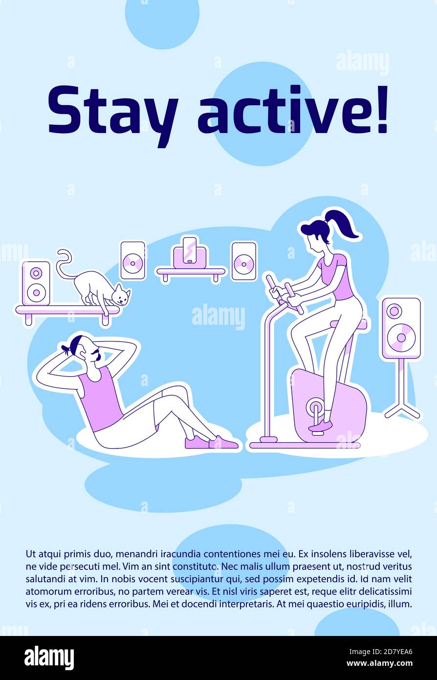 Stay active poster flat silhouette vector template Stock Vector Image ...