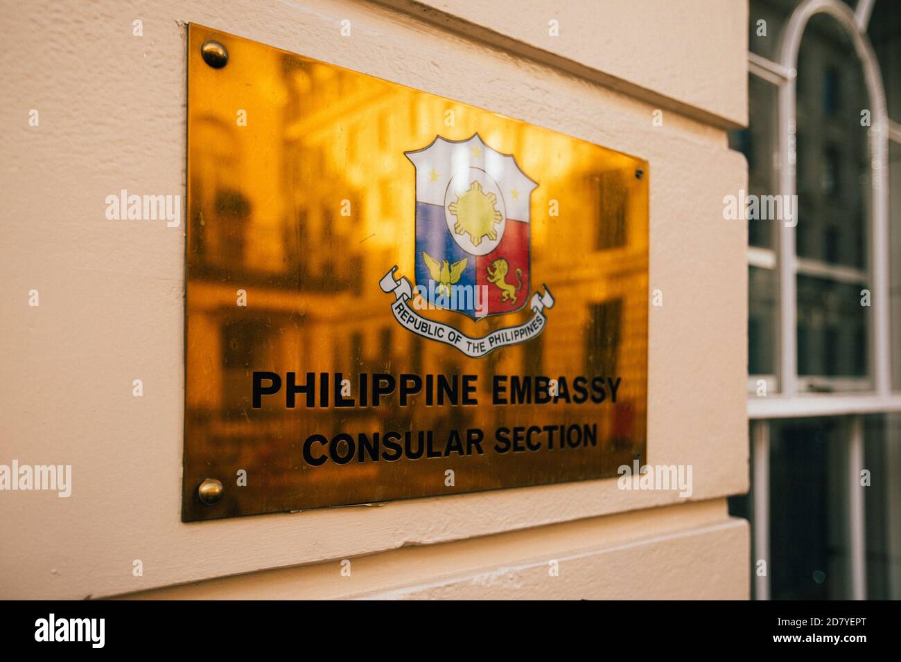 Philippines Embassy sign London Stock Photo - Alamy