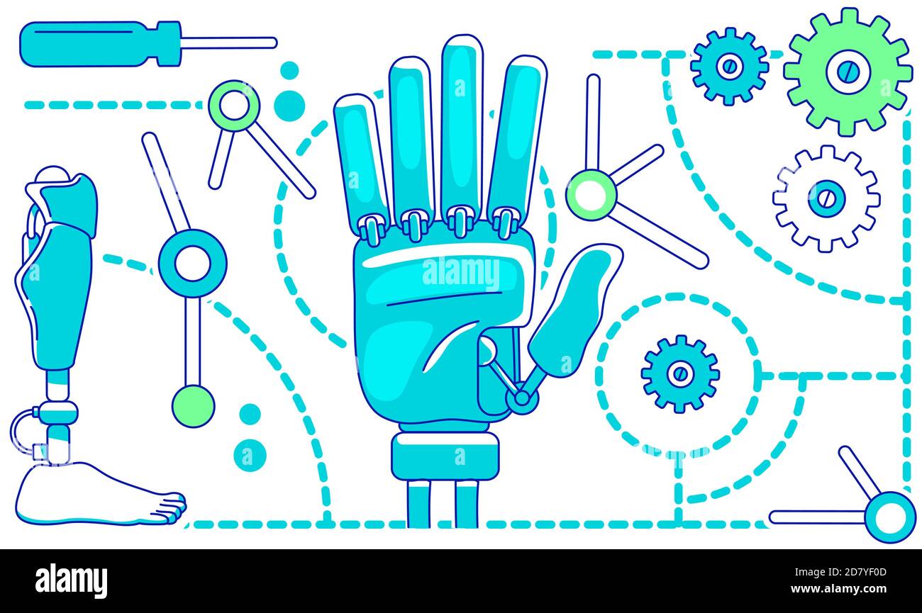 Prosthetics, bionics thin line concept vector illustration Stock Vector ...
