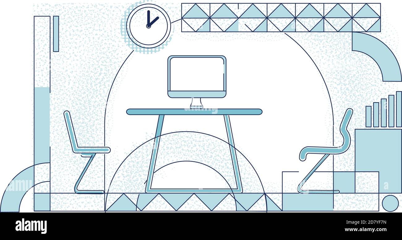 Modern office coworking place outline vector illustration Stock Vector ...