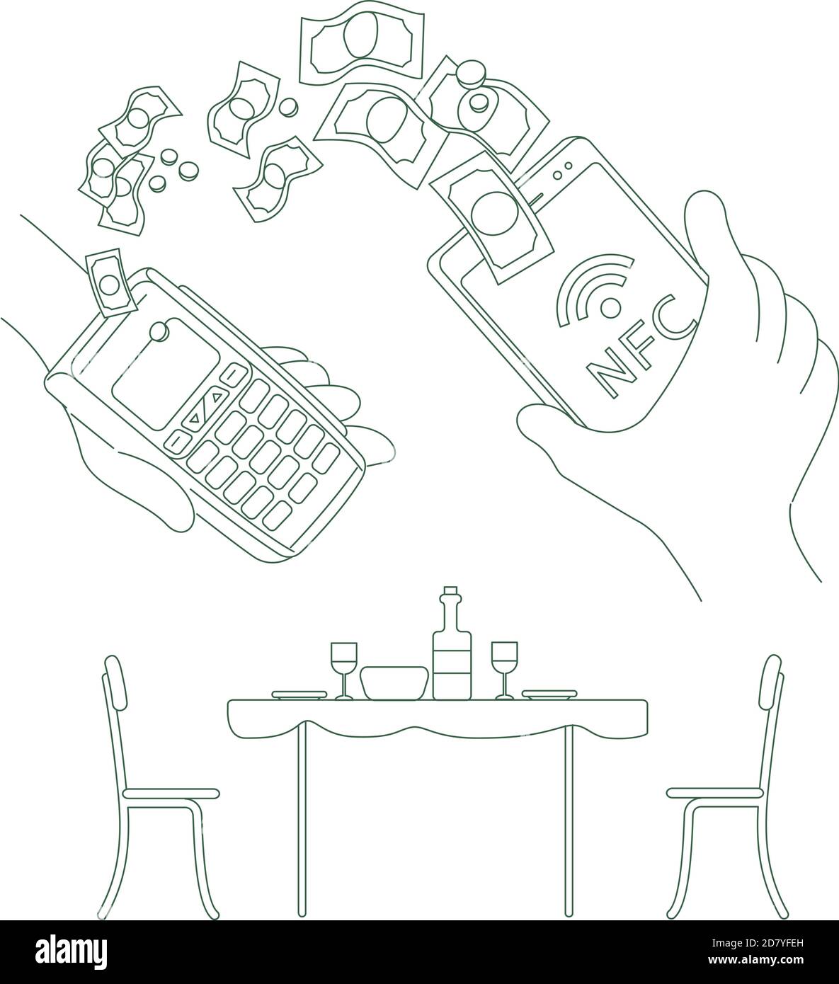 Mobile wallet, e-pay app thin line concept vector illustration Stock ...