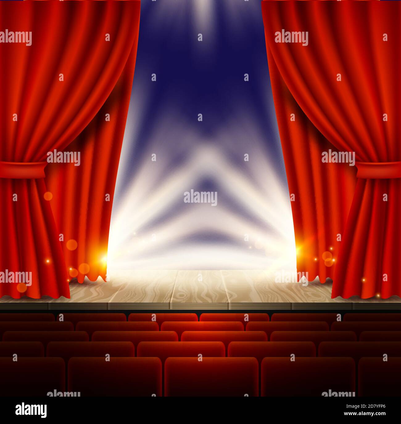 Theater, opera, cinema scene with red curtains vector realistic ...