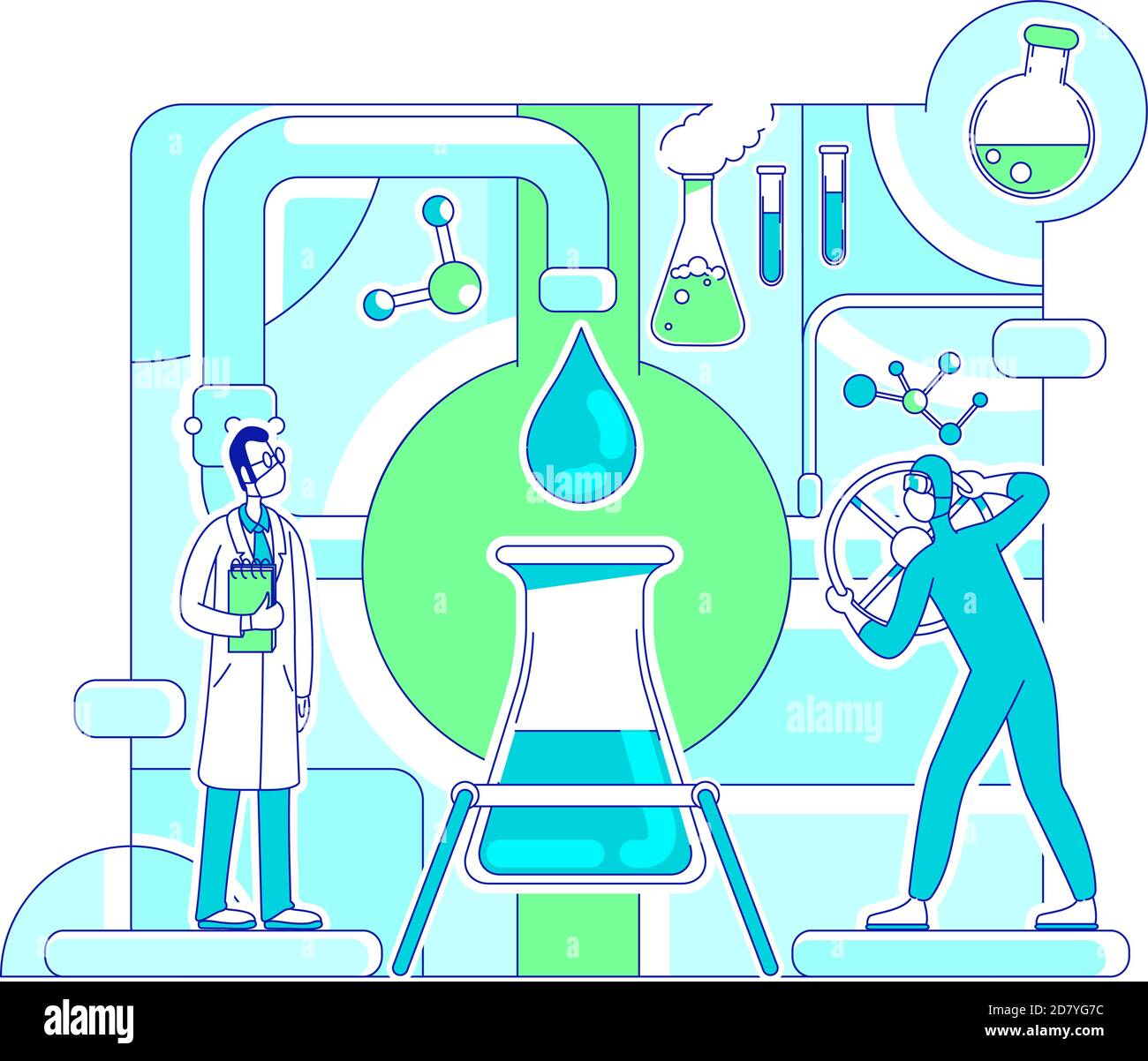 Molecular analysis thin line concept vector illustration Stock Vector ...