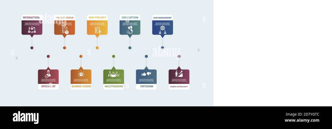 Infographic Management template. Icons in different colors. Include ...