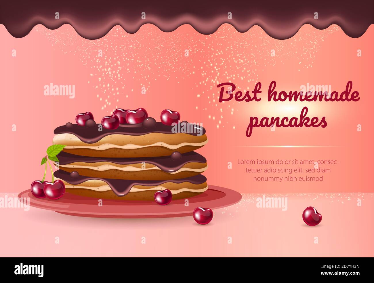 Best homemade pancakes realistic vector product ads banner template ...