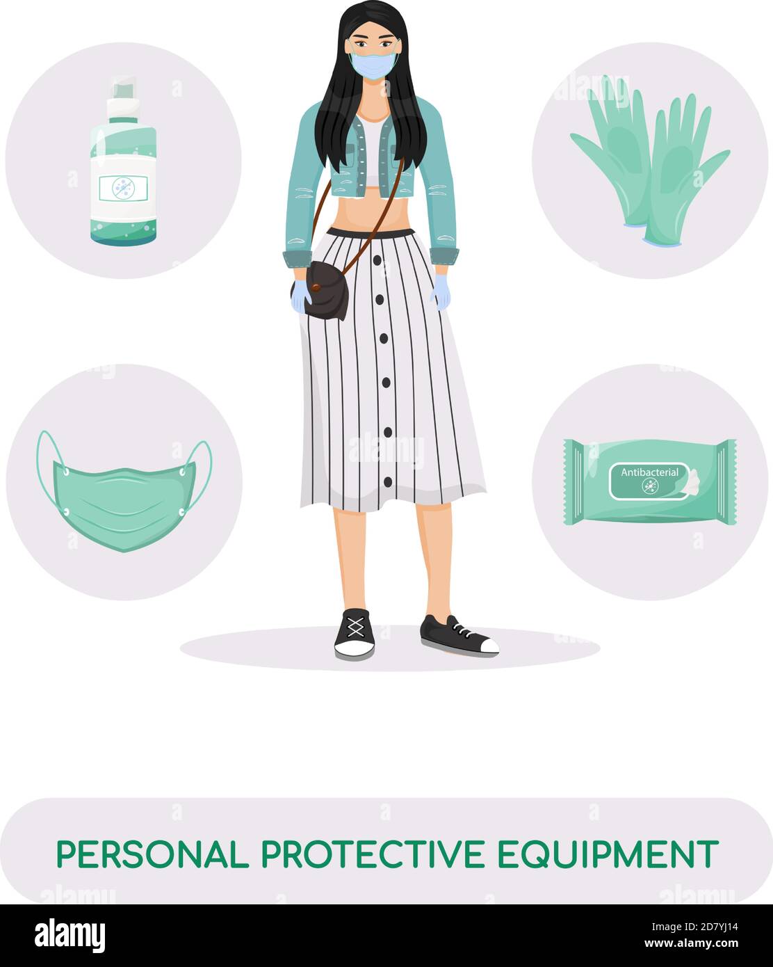 Personal protective equipment, hygiene products flat concept vector ...