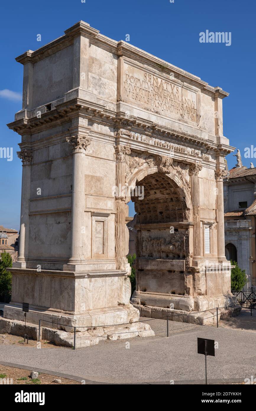 Arch of Titus (Italian: Arco di Tito; Latin: Arcus Titi) in Rome, Italy ...