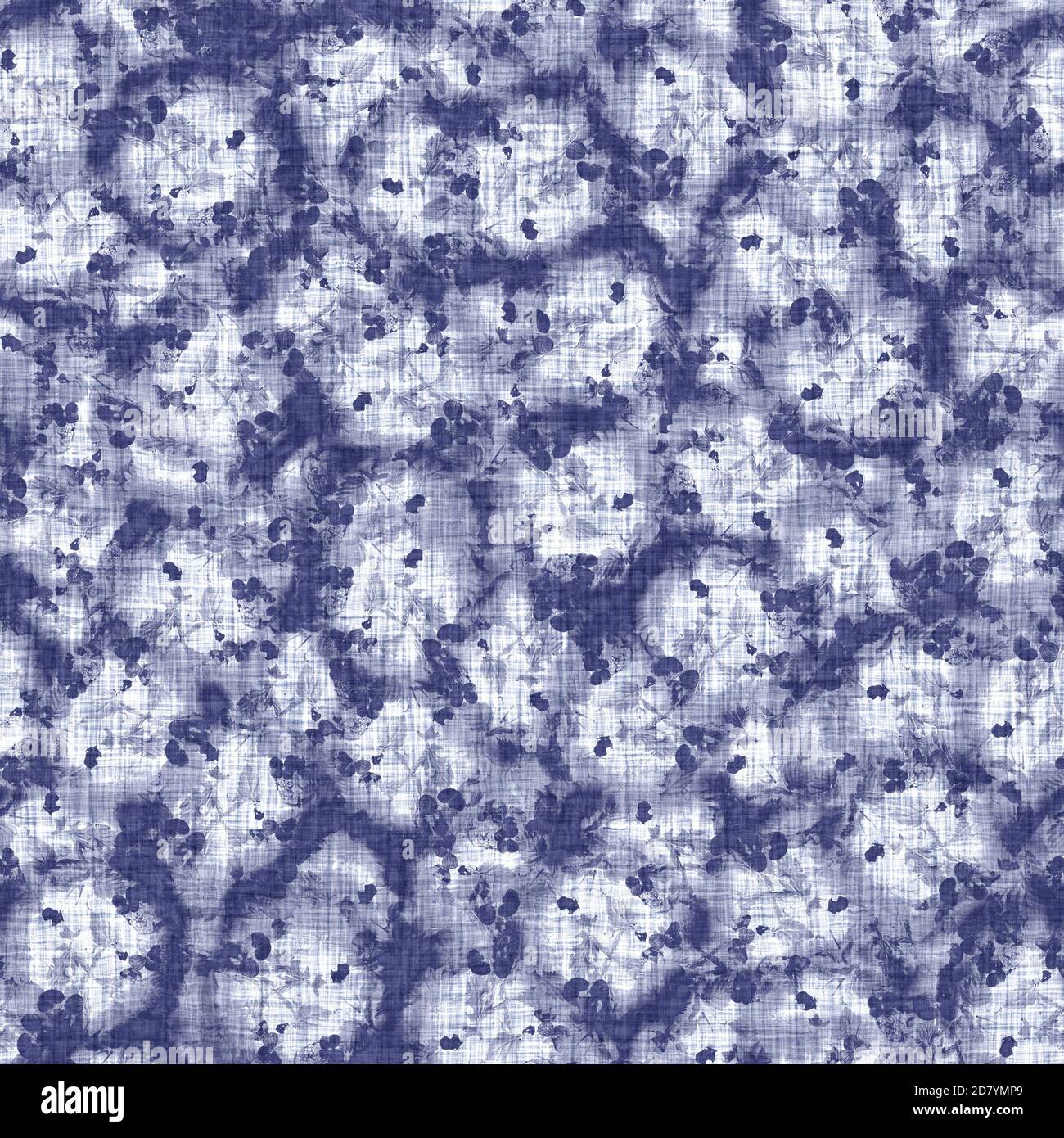 Seamless indigo doodle dot texture. Blue woven boro cotton dyed effect ...