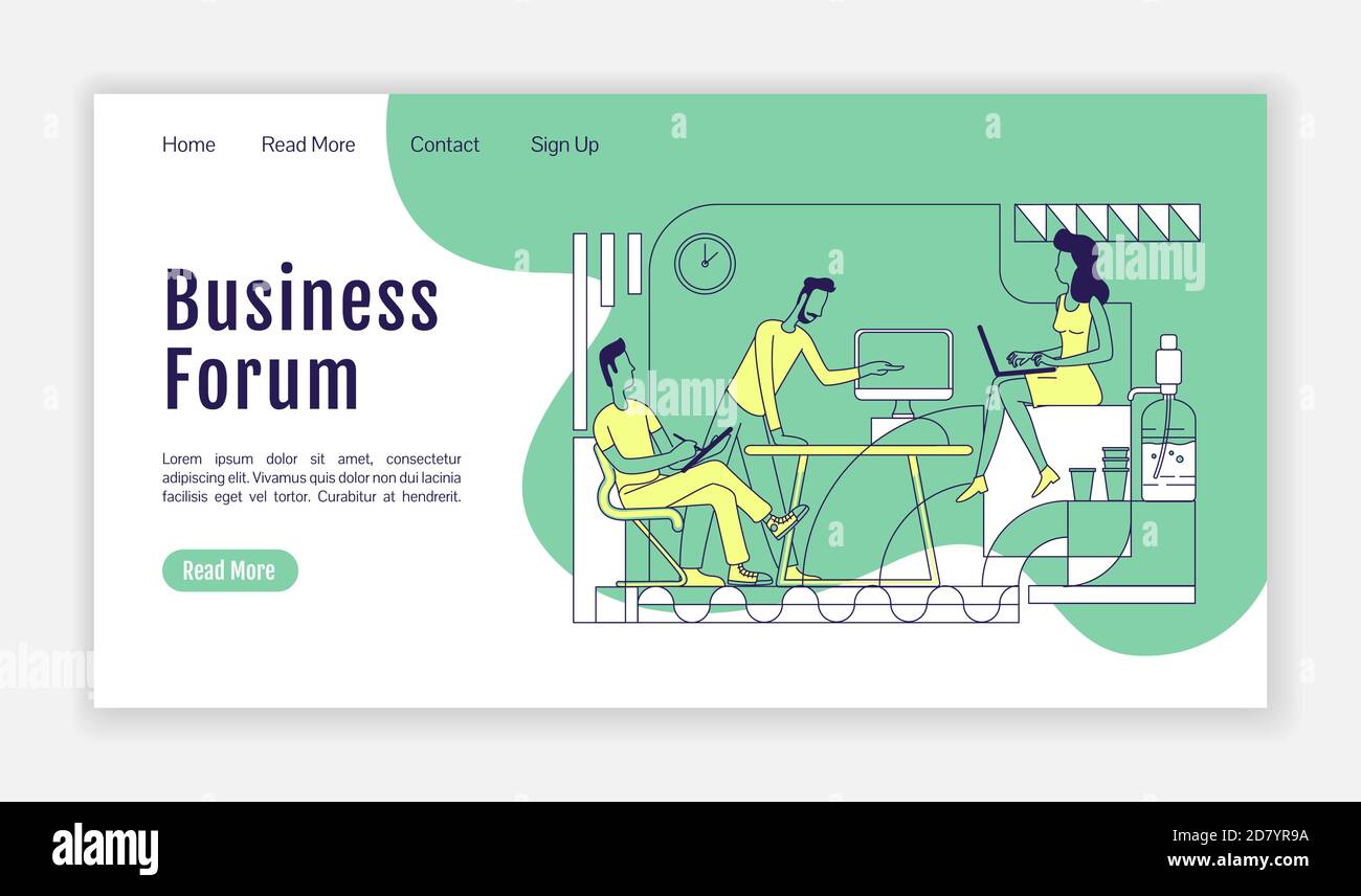 Business forum landing page flat silhouette vector template Stock ...