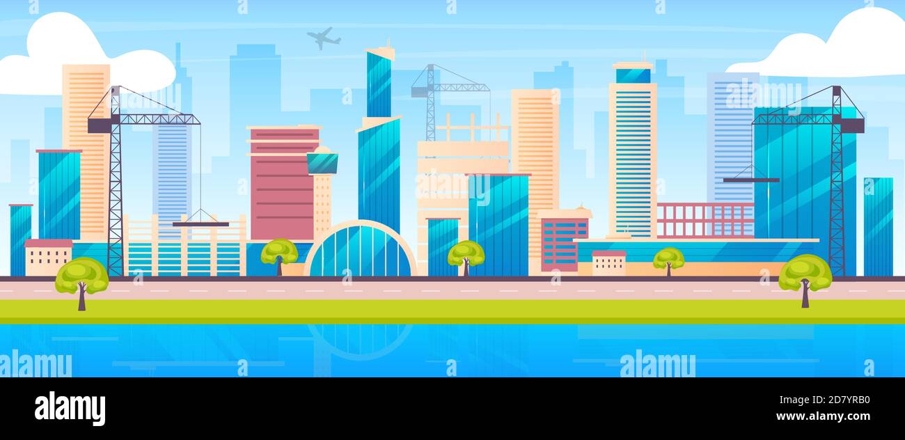 Metropolis skyline flat color vector illustration Stock Vector Image ...