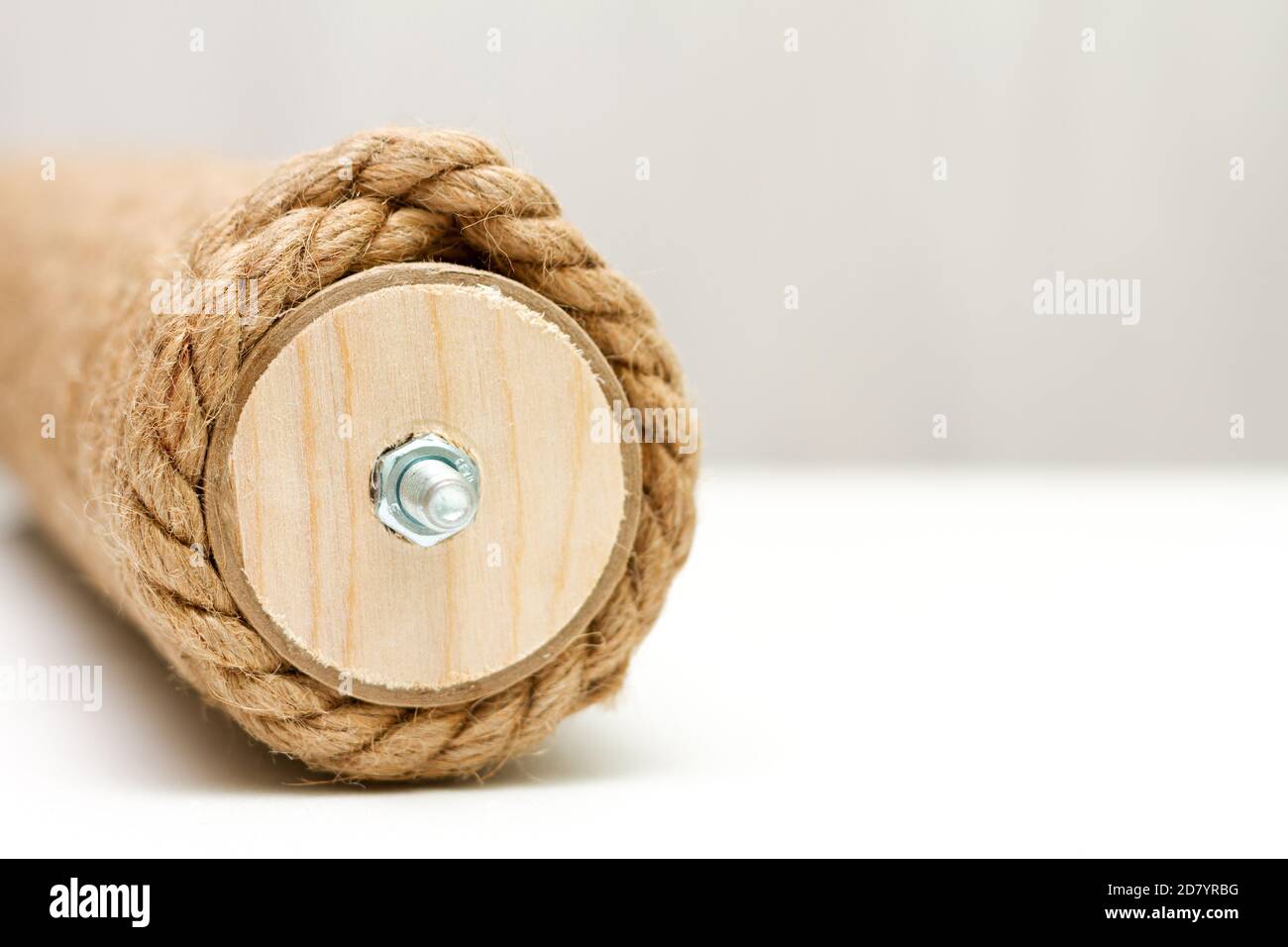 fastening of column of scratching post to platform, bolt with carving ...