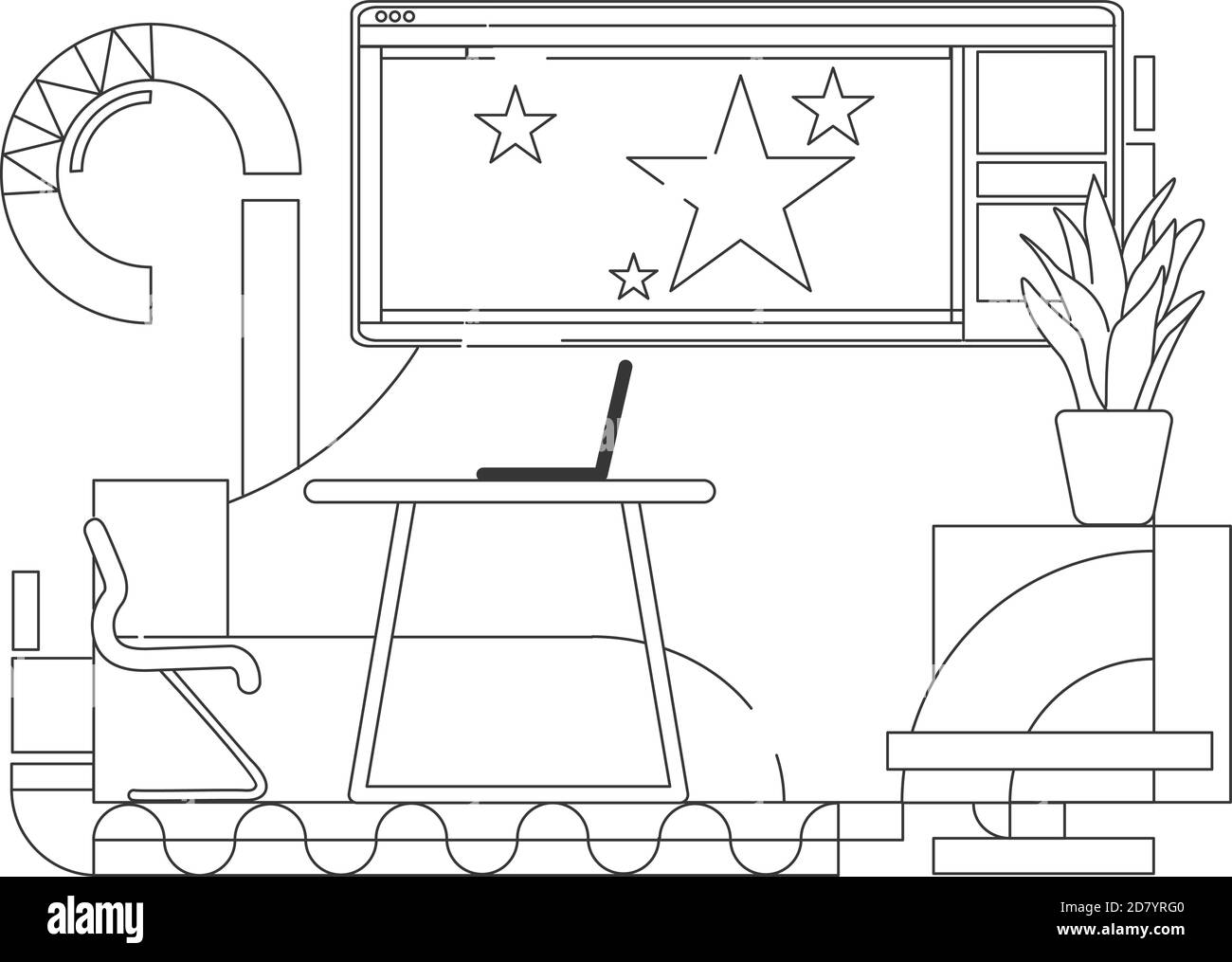 Team leader modern workplace outline vector illustration Stock Vector ...