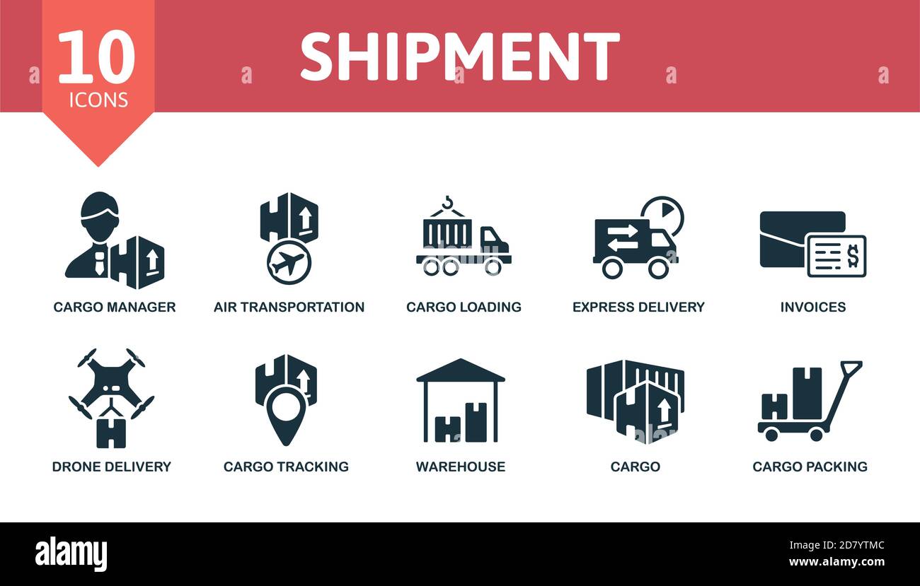 Shipment icon set. Collection contain storage, express delivery, cargo ...
