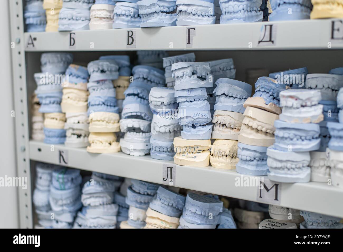 Place of storage of plaster models of human jaws in an orthodontic ...