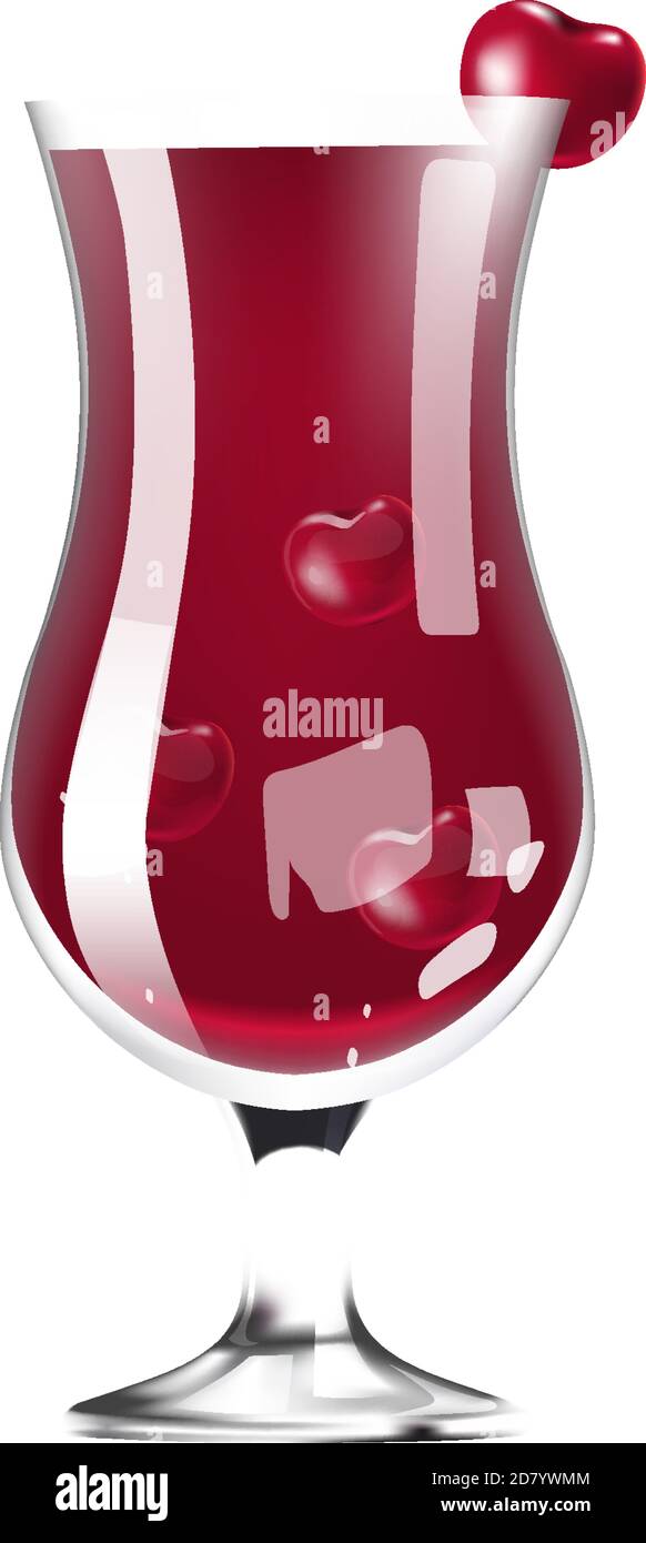 Cherry compote, fruit drink in glass realistic vector illustration ...