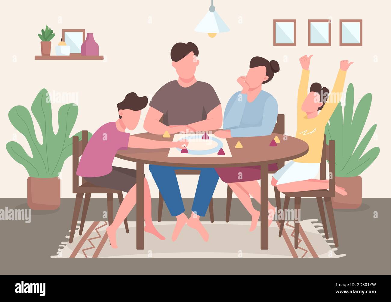 Family play board game flat color vector illustration Stock Vector ...