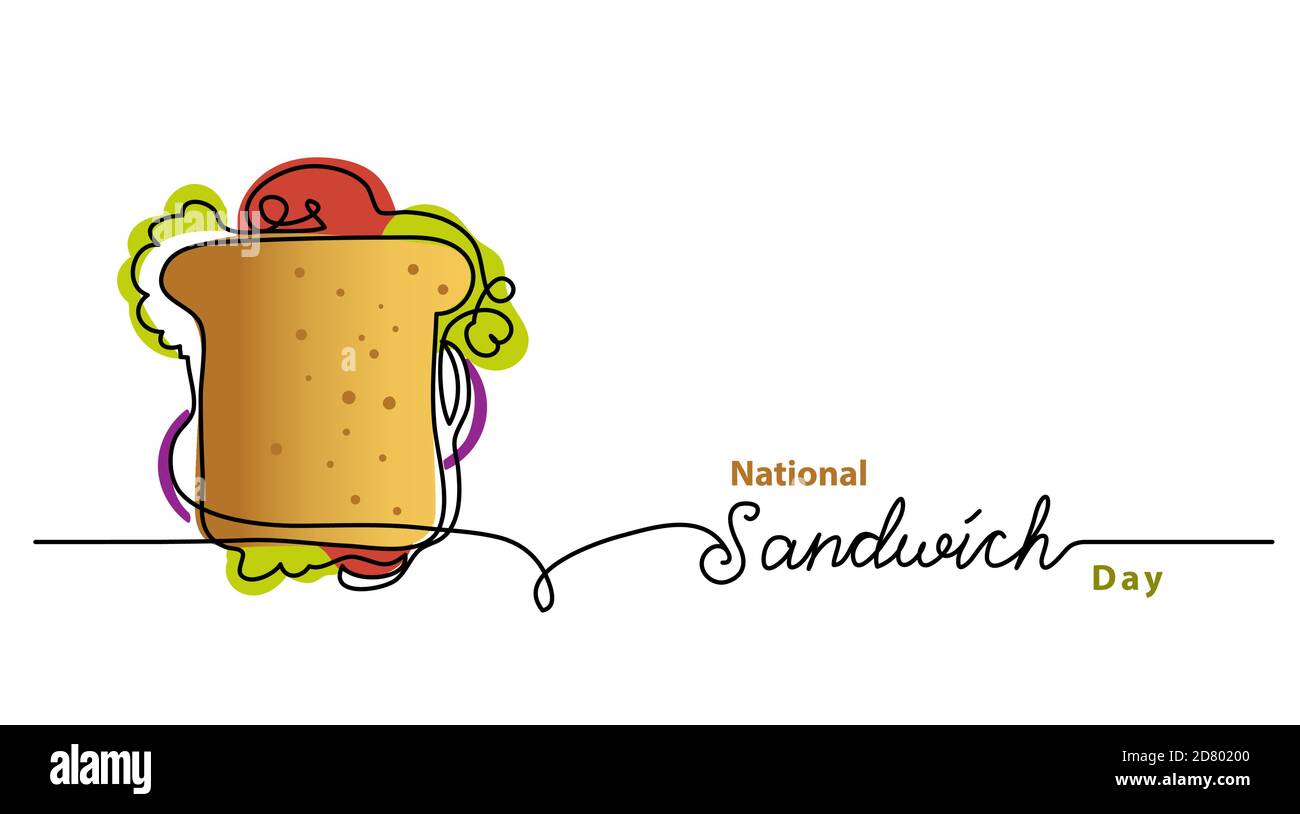 National Sandwich Day line vector banner, background, poster. One ...