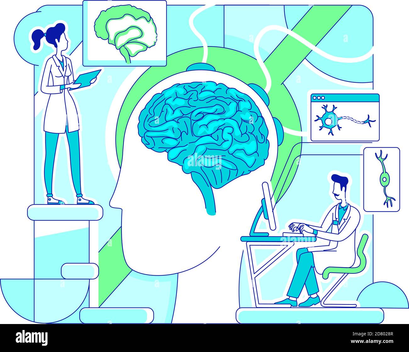 Brain study thin line concept vector illustration Stock Vector Image ...