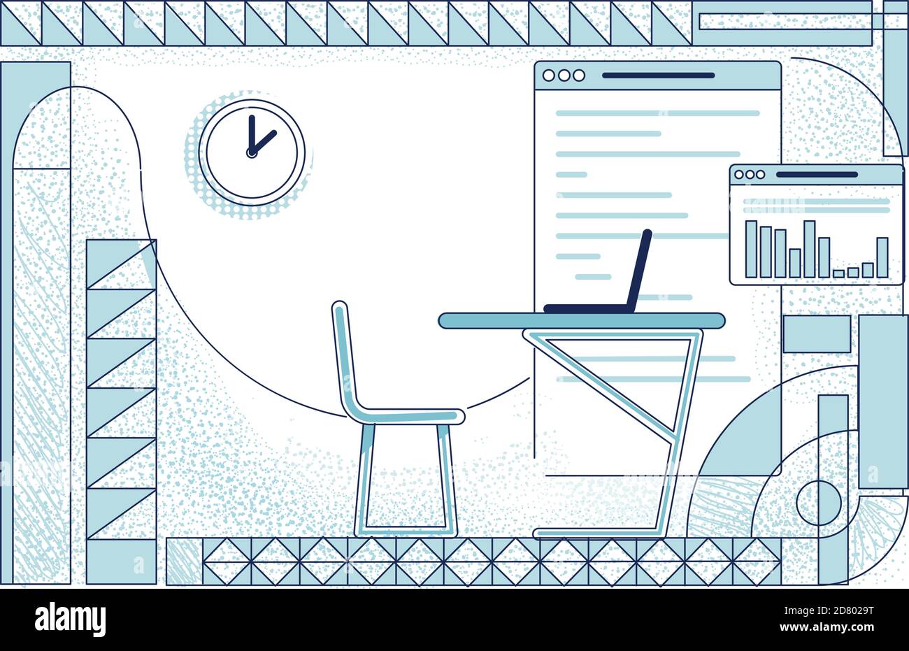 Modern office room interior outline vector illustration Stock Vector ...