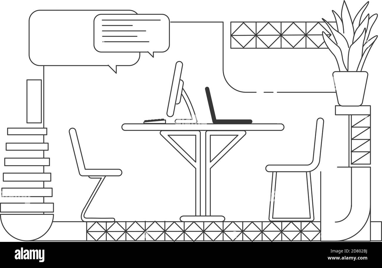 Office communication room outline vector illustration Stock Vector ...