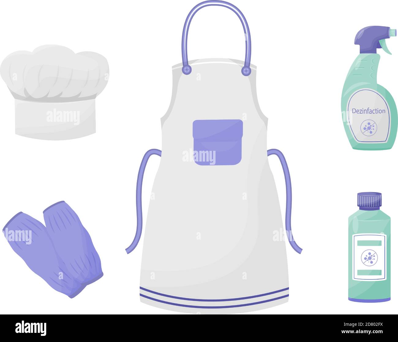 Cook uniform and accessories flat color vector objects set Stock Vector ...