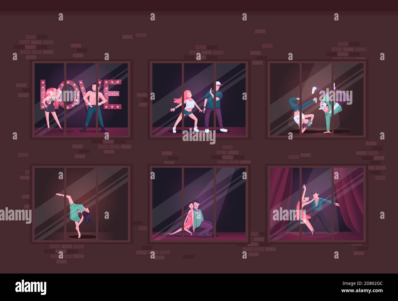 Dancing studio flat color vector illustration Stock Vector Image & Art ...