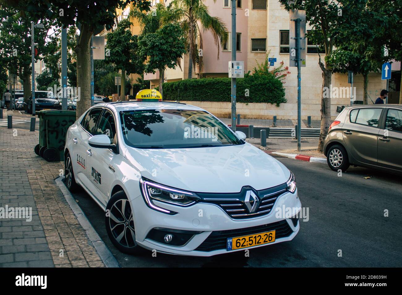 Tel Aviv Israel October 25, 2020 View of an traditional Israeli taxi ...