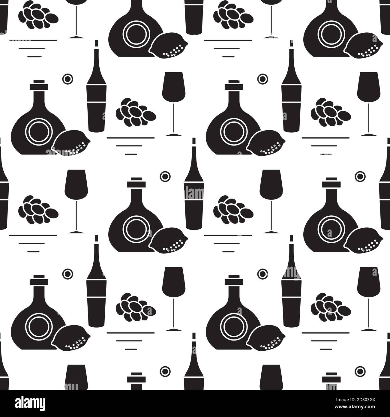 Seamless pattern Vector illustration Bottles of alcoholic beverage ...