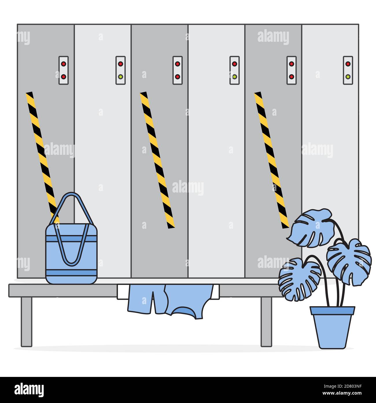 Vector illustration Locker room with safe lockers in sports club ...
