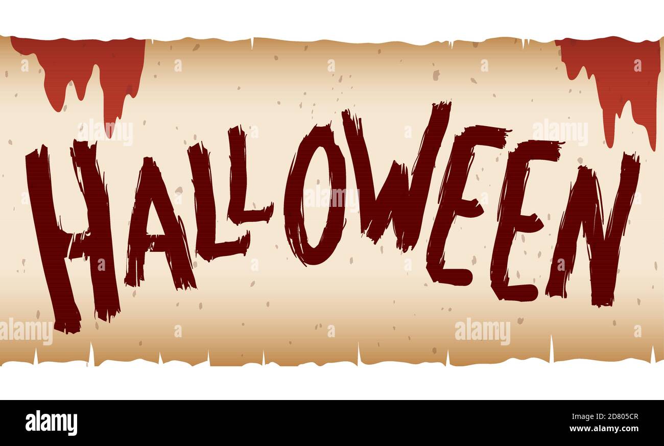 Isolated design with scroll with blood stains and greeting for a spooky ...